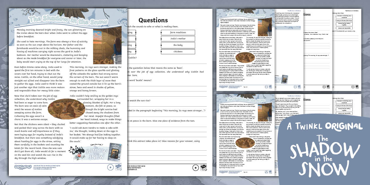 The Shadow in the Snow' Year 6 Reading Comprehension